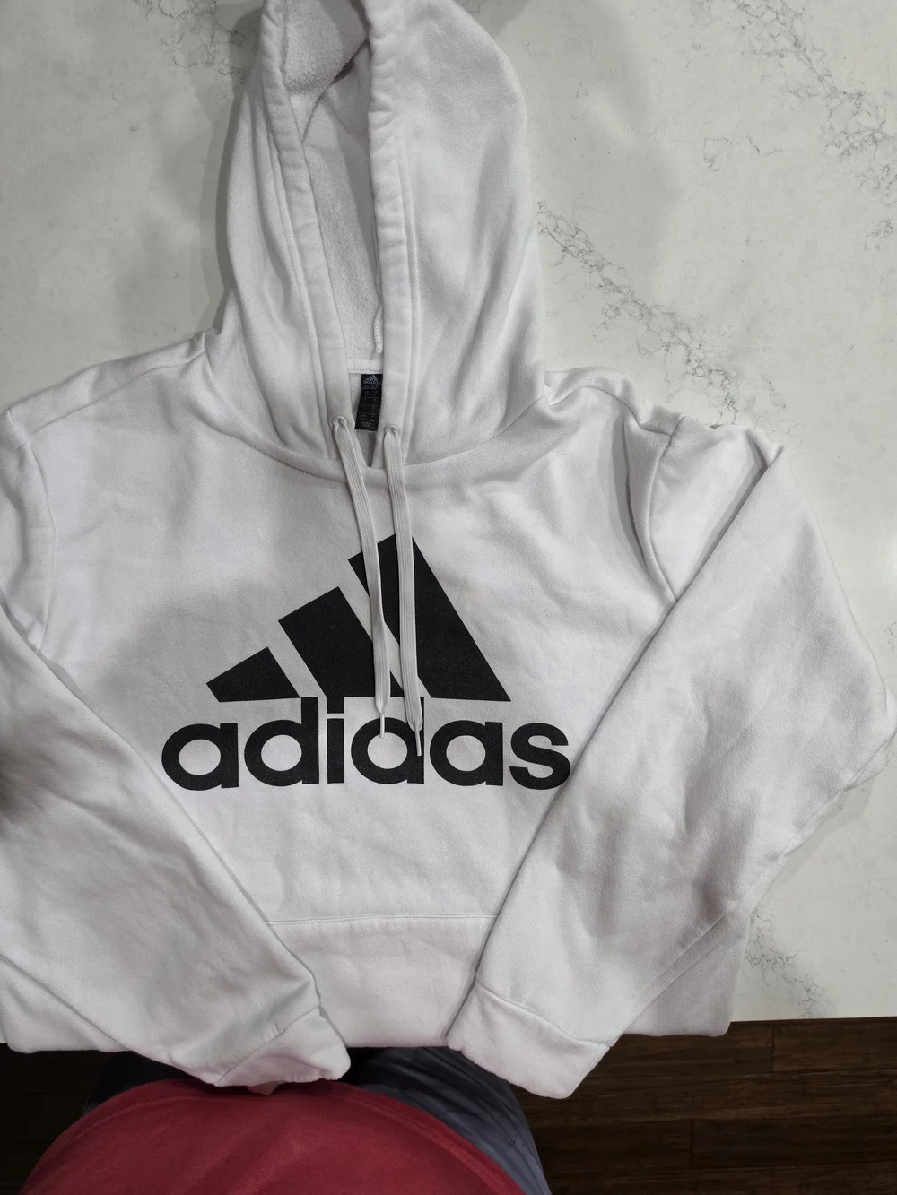 adidas | Shirts | Adidas White Hoodie With Black Logo | Poshmark
